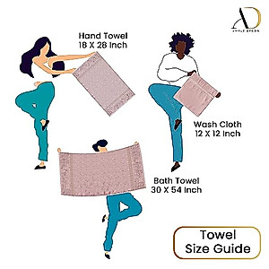 Ample Decor 100% Cotton 6 Pcs Bath Towel Set, Luxury Bath Towels for Bathroom - 2 Bath Towels, 2 Hand Towels, 2 Washcloths - Soft Pink