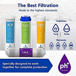 Express Water – 6 Months Alkaline Reverse Osmosis System Replacement Filter Set – 4 Filters – 10 inch Size Water Filters