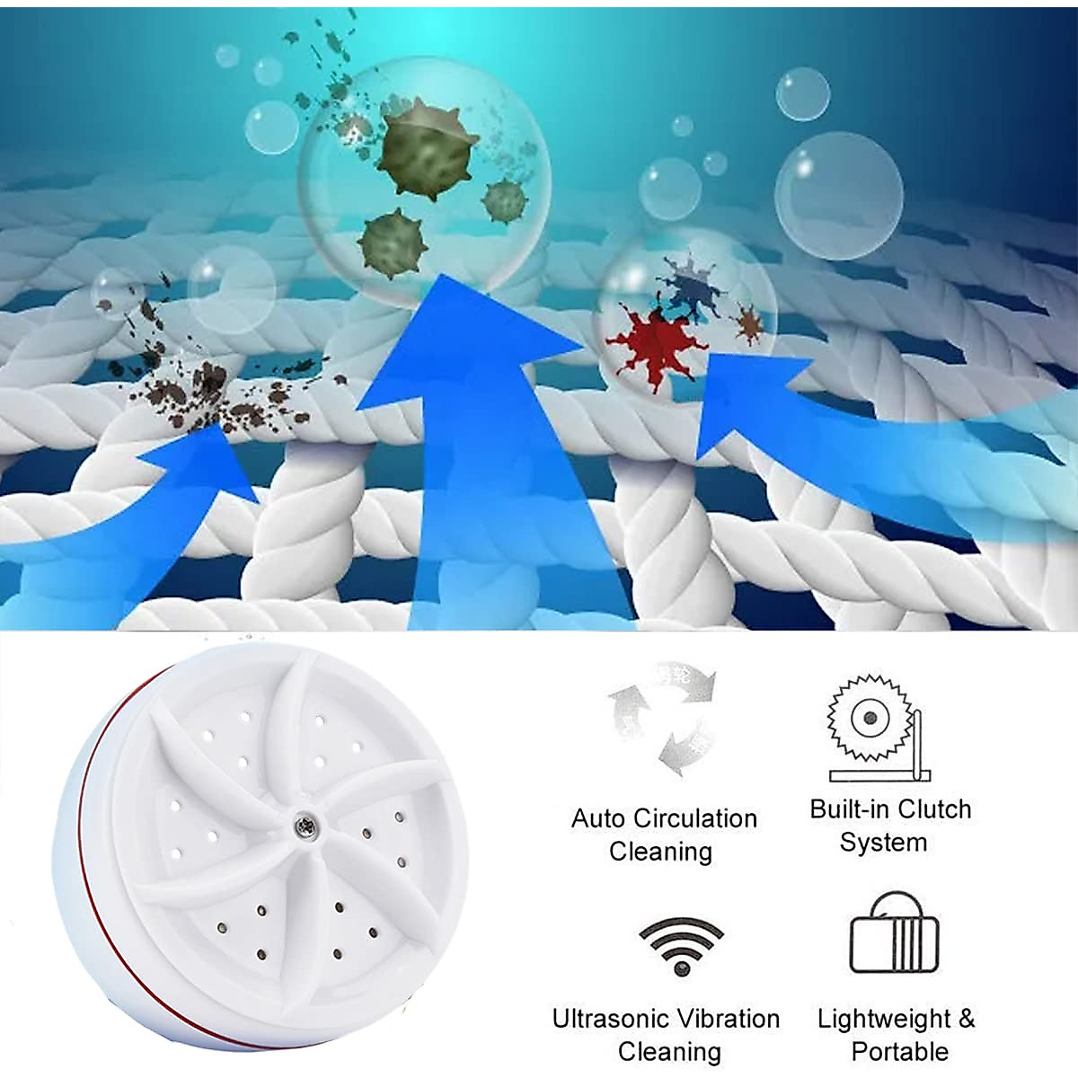 Mini Washing Machine Upgraded Ultrasonic Portable Washer with Suction Cup 3 in 1 Dishwashers Small Washer Machine for Home, Business, Travel, College Room, RV, Apartment