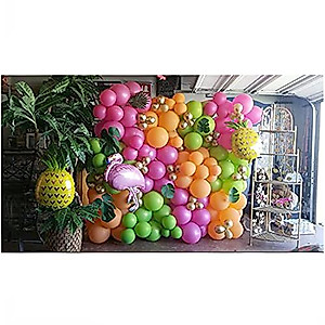 Beach Summer Tropical Party Theme Flamingo and Pineapple Balloons Palm Tree Mylar Balloon for Flamingo and Pineapple Party Decorations Luau Party Hawaiian Flamingo Party Supplies (Set of 6)