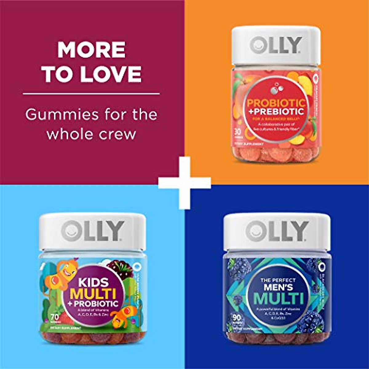 OLLY Women's Multivitamin Gummy, Vitamins A, D, C, E, Biotin, Folic Acid, Chewable Supplement, Berry Flavor, 90-Day Supply - 180 Count