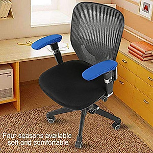 1 Pair Knitted Elastic Fabric Chair Armrest Covers Office Wheelchair Arm Rest Pad Elbows Forearms Pressure Relief slipcover (Blue)