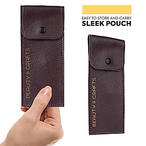 Beauty & Crafts- 5'' German Beard Mustache Scissor- 2 Mustache Combs For Facial Hair with Beautiful Pouch - Beard Trimming Scissors Use For Grooming, Cutting, And Styling Of Mustache (Black)