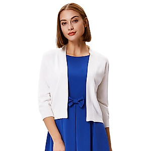 GRACE KARIN Office Cropped Knitting Jacket for Dress (XXL,Black&Ivory,2 Pack)