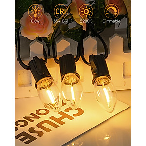 GLUROO LED Night Light Bulbs, C7 E12 Candelabra LED Light Bulbs, Clear Vintage Replacement Bulbs for Outdoor String Lights, 4W 5W 6W 7W Incandescent Bulb Equivalent, Warm White 2200K, 10 Pack