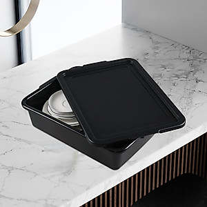 Aninhao 3 Pack 13 L Food Service Bus Tubs with Lids, Commercial Utility Bus Box, Black