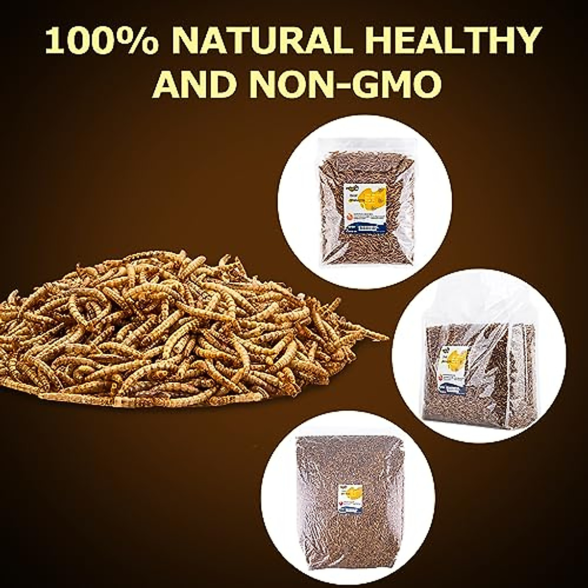 RANZ 10LBS Non-GMO Dried Mealworms for Chickens, High Protein Meal Worms, Whole Large Mealworms for Wild Birds, Ducks, Hedgehogs, Reptiles. Premium Chicken Feed, Perfect Bird Food and Chicken Treats
