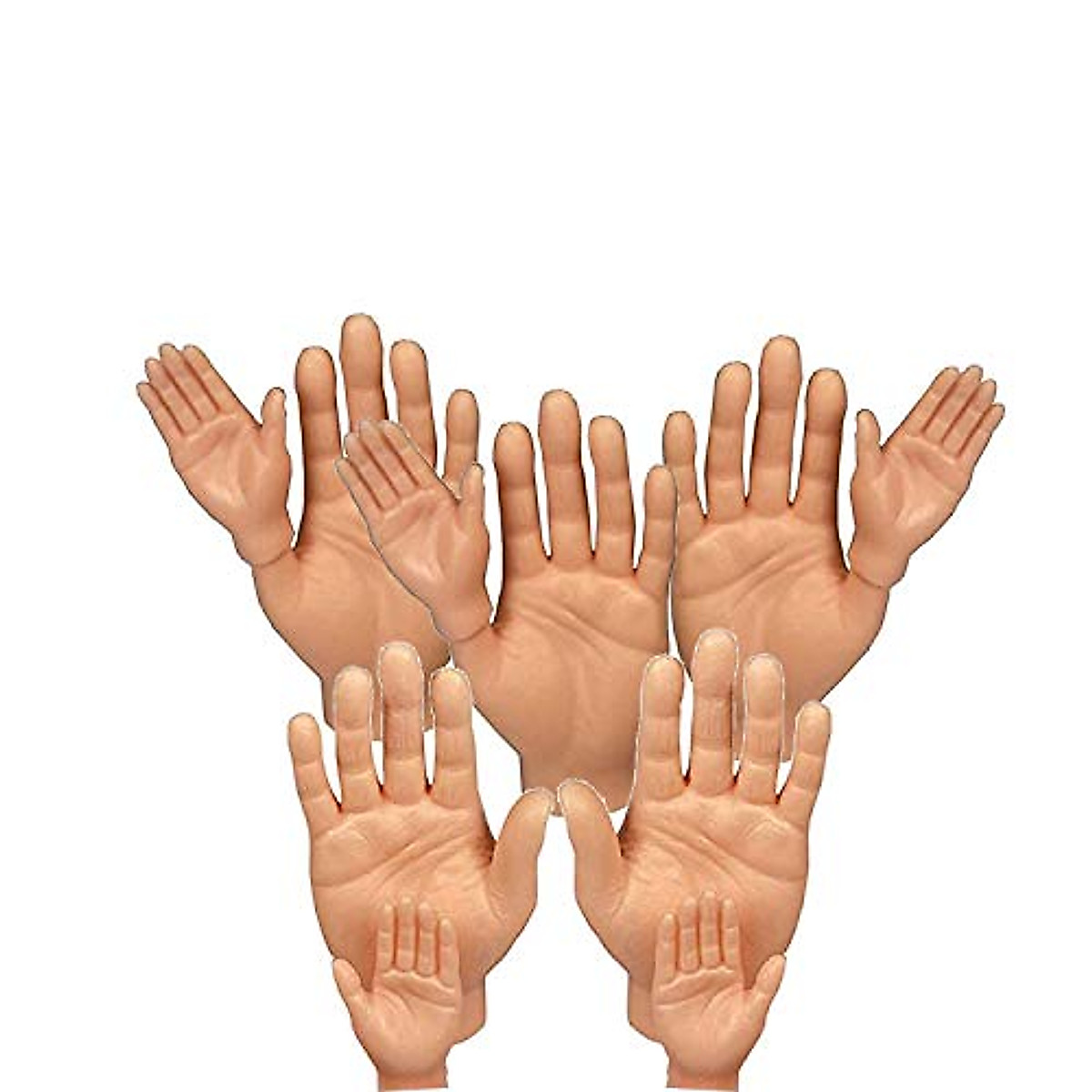 5pcs Finger Hands Puppet & 5pcs Mini Finger Hand Puppet for Finger Hand Puppets| Soft Vinyl Little Finger Puppet Party Favors Novelty Gag Toys Practical JokeToy | Assorted Tones (Black, Tan or White)