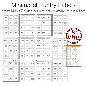 VUDECO Kitchen Labels White Kitchen Pantry Labels Minimalist Pantry Labels Preprinted Waterproof Pantry Labels for Containers Labels for Spice Jars Glass Bins Food Organization Labels Stickers