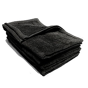 GEORGIABAGS Great Value Towels, Black Color Hemmed Fingertip Velour Towel 11in x 18in, 100% Cotton (12, Black)