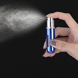 Lusiyi Refillable Perfume Bottle (5ML, 2PCS), Travel Cologne Atomizer, Portable Pocket Perfume Spray (0.2oz, Blue, Silver)