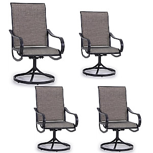 MFSTUDIO 4 Pieces Patio Sling Dining Swivel Chairs with Steel Metal Frame, Weather Resistant Outdoor Furniture Bistro Backyard Deck Chairs