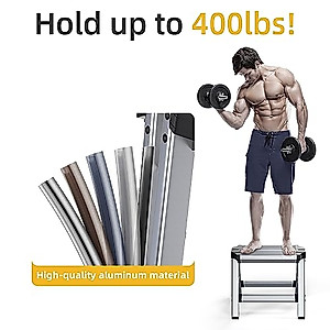 MTKOALA Folding Aluminum Step Stool - 400 lb Load Capacity - Foldable & Sturdy - Ideal for Adults, Kids, and Babies