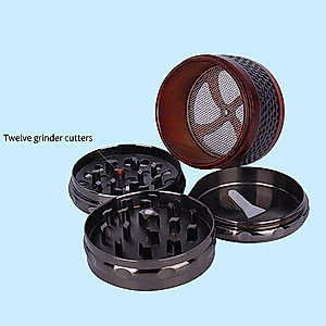 Herb Grinder Spice Grinder for Cooking Aluminium Alloy Manual Grinder (Gray with compass)