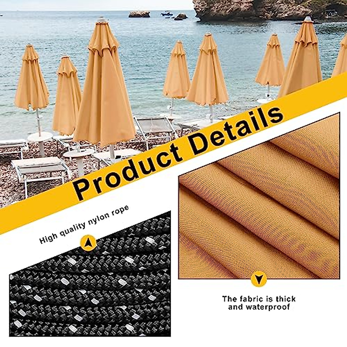 PYQTH 2 sets patio umbrella replacement canopy replacement umbrella canopy for 9ft 8 ribs Top Cover for outdoor spaces including patios gardens backyards and decks (incloud 2 Canopy and 2 Rope)