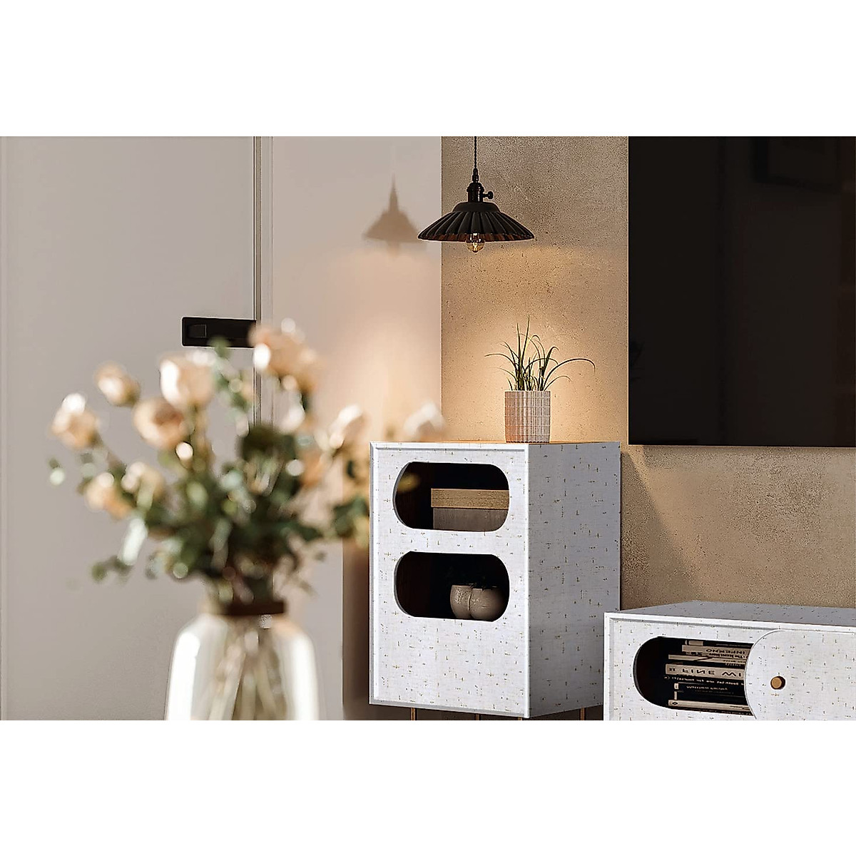 Dimoon Wallpaper 17.7’’ x 78.7’’ White Thicken Contact Paper Milky Grasscloth Removable White Peel and Stick Wallpaper Texture Film Self Adhesive Decorative Shelf Drawer Liner Roll