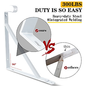 Closet Rod Bracket, Heavy Duty Shelf Bracket with Rod Holder, 11x 10-1/5 inch White Closet Rod Support Wall Mounted Clothes Hanger Pole Support Hooks, 4 Pack