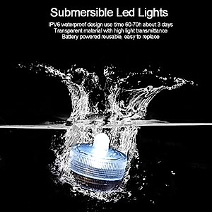 idyl light Submersible LED Lights, White Waterproof Flameless Candle Tea Lights, Underwater Mini Pool Lights Battery Operated Tealights for Wedding Home Vase Festival Party Decoration, 24 pcs