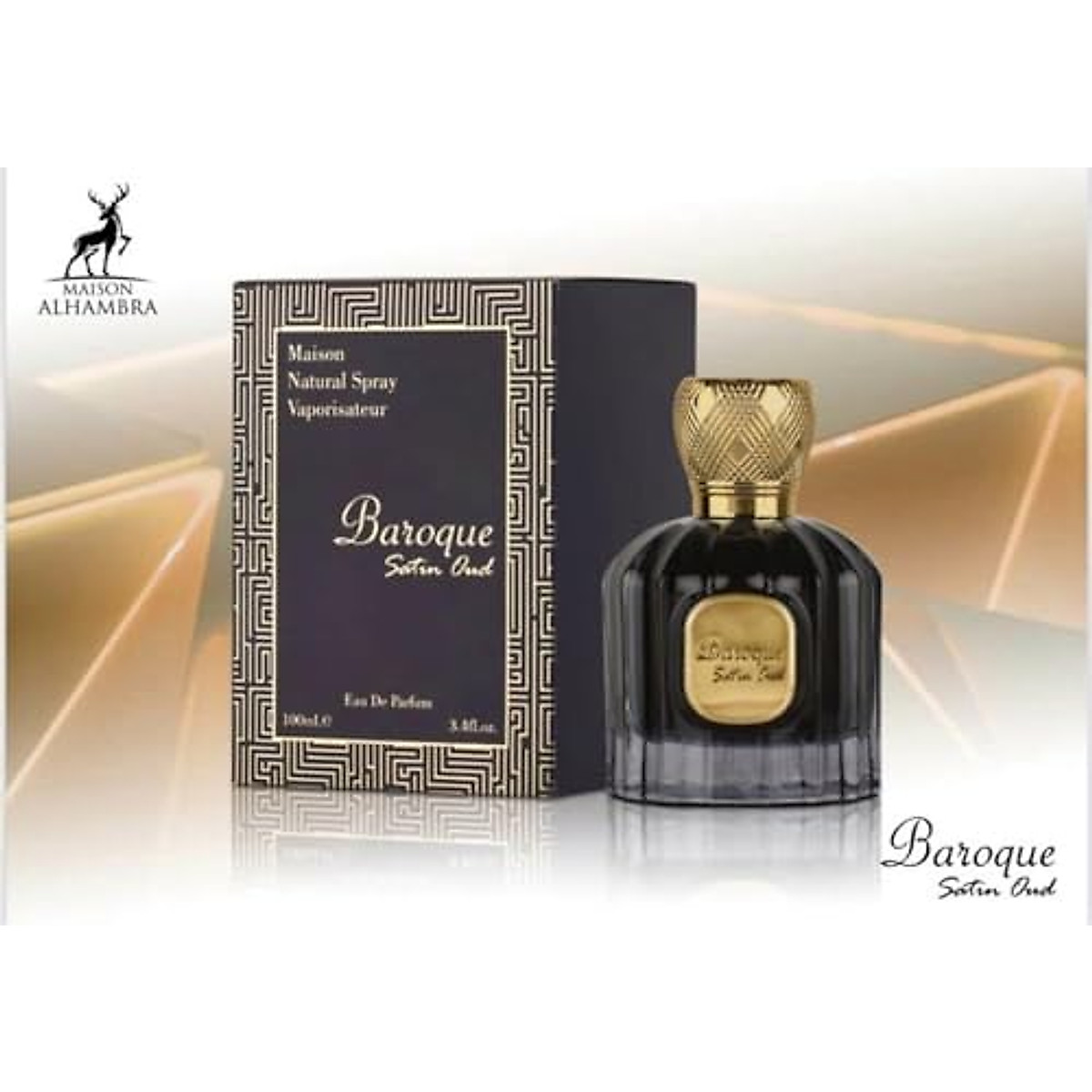 Maison Alhambra Baroque Satin Oud for Unisex Eau de Parfum Spray, 3.4 Ounce