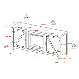 Walker Edison Georgetown Modern Farmhouse Double Barn Door Fireplace TV Stand for TVs up to 65 Inches, 58 Inch, Stone Grey