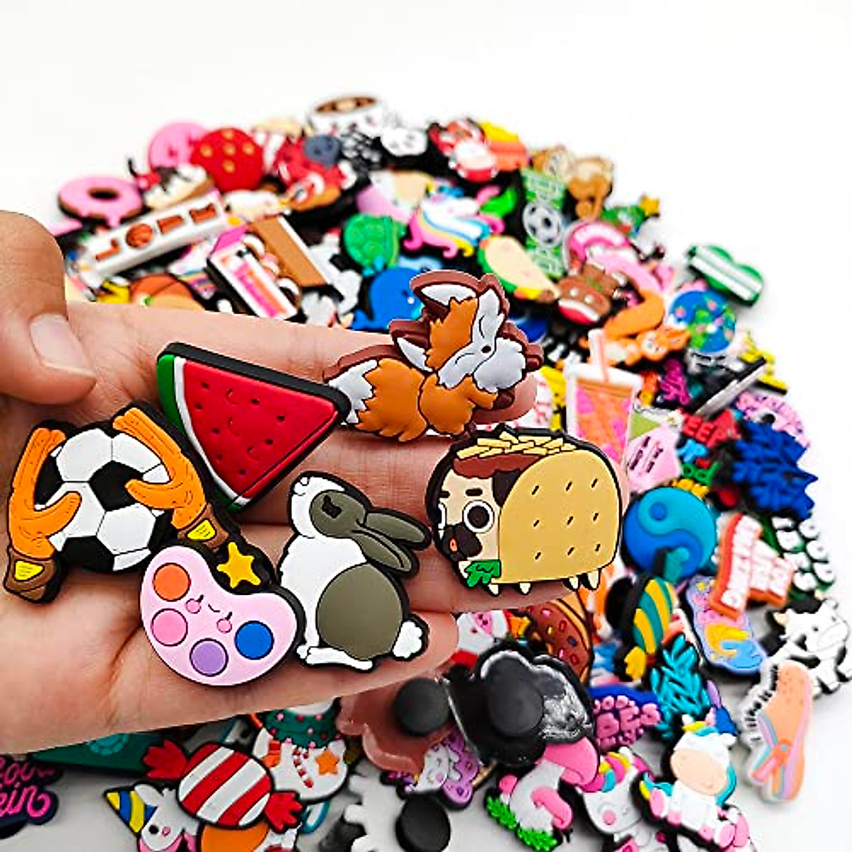 BBESS Lot of 20, 30，50, 100pcs Random Different Shoe Charms PVC Shoes Decoration for Kids Boys Girls Men Women Party Birthday Favorite Gifts (30pcs)