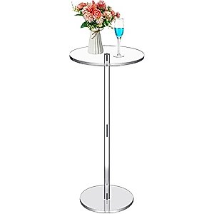 Chunful Drink Side Table Small Acrylic Drink Table Clear Living Room Tables Round Coffee Table End Tables for Small Spaces Balcony Bedroom, Easy Assembly