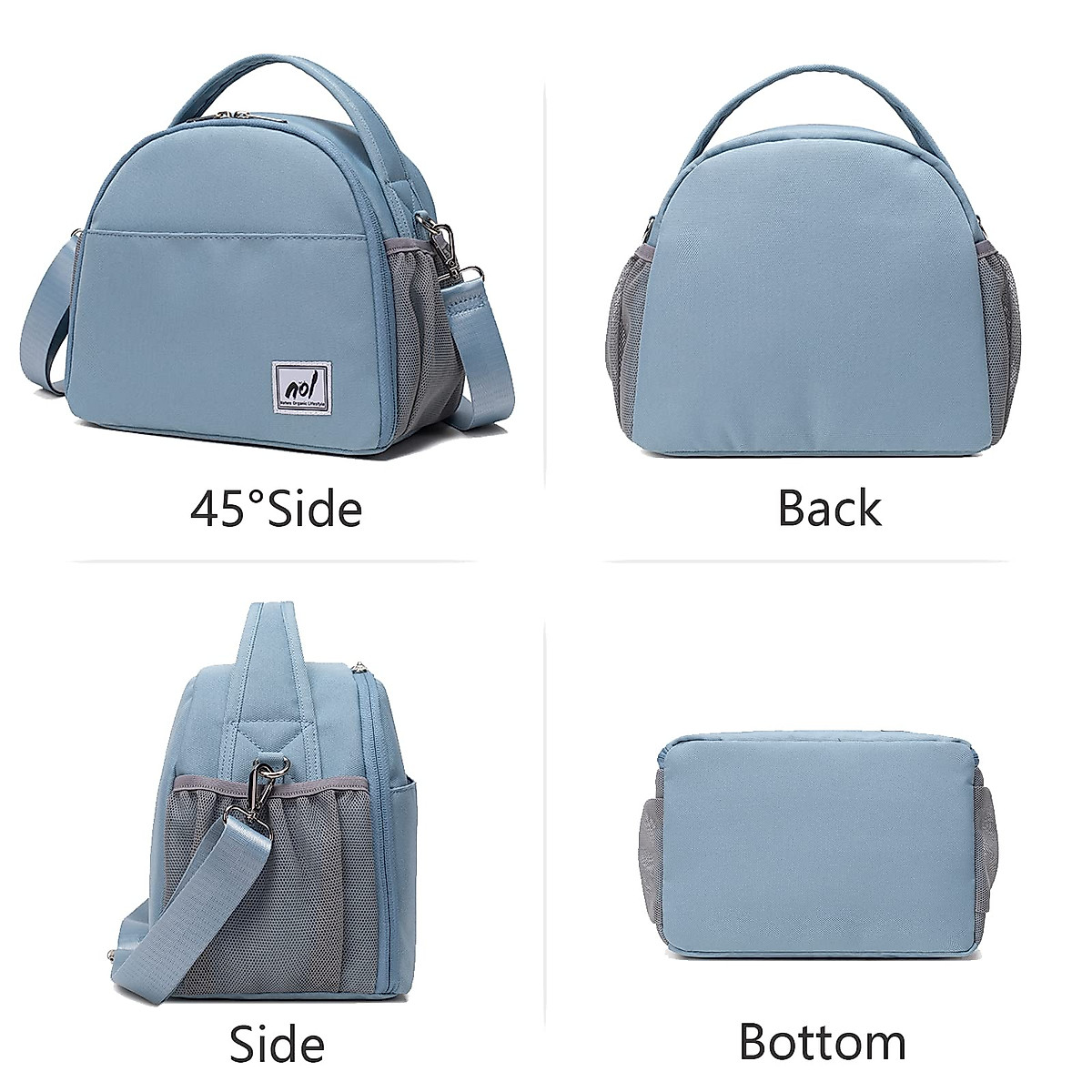 Lunch Bag Insulated Cooler Bag for Women Nylon Waterproof Lightweight Lunch Box Organiser (Dusty blue)