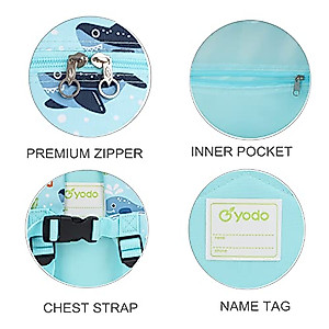 yodo Little Kids School Bag Pre-K Toddler Backpack - Name Tag and Chest Strap,Shark