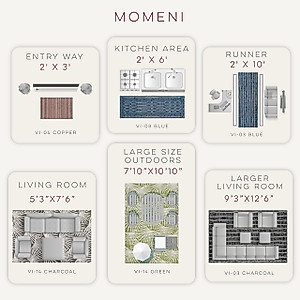 Novogratz by Momeni Villa Collection Tuscany Indoor Outdoor Blue Area Rug, 3'11" x 5' Sized Mat for Pool, Patio, Porch, Balcony, Kitchen, Bedroom, Livingroom and Home Office