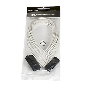Phanteks 24 Pin M/B Premium Sleeved Extension Cable 19.68" Length, White (PH-CB24P_WT)