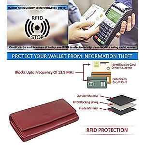Mou Meraki Women RFID Blocking Real Leather Bifold Wallets For Women-Shield Against Identity Theft (WATERMELON)