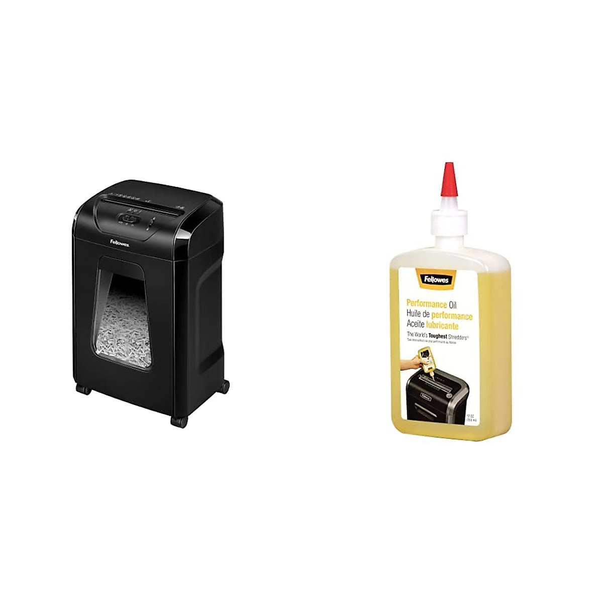 Fellowes 12C15 12 Sheet Cross-Cut Paper Shredder for Home and Office with Safety Lock & Powershred Performance Shredder Oil, 12 oz. Extended Nozzle Bottle (35250)