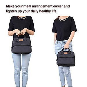 HOMESPON Insulated Lunch Bag Box Cooler Totes Handbag with Pockets For Man Woman Work Shopping (Black)