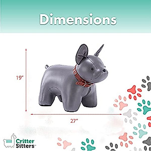 CRITTER SITTERS 15-in. Seat Height Faux Leather Gray Dog Animal Shape Ottoman - Furniture for Nursery, Bedroom, Playroom, and Living Room Decor