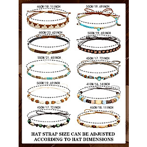Zeyune 10 Pcs Cowboy Hat Bands Ethnic Western Hat Belts Rural Cowgirl Turquoise Hatbands Beaded Cowboy Hat (Novelty Style)