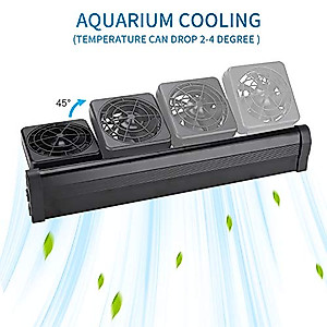 Seven Master Aquarium Chillers, Fish Tank Cooling Fan System 4-Head Wind Power and Angle Adjustable Clip On Chiller, 2 Gears for Control (4-Head)