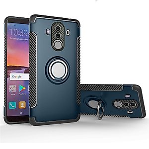 Mate 10 Pro Case, Mingwei [with 360 ° Kickstand] Rotating Ring Case [Dual Shockproof] Protection Cover Compatible with [Magnetic Car Mount] for Huawei Mate 10 Pro (Mate 10 Pro, Blue)