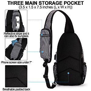 Lumesner Sling Bag Crossbody Sling Backpack with USB Charging Port,Water Resistant Shoulder Bag for Men Women,Lightweight One Strap Backpack Chest bag for Hiking,Cycling,Biking