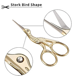5 Pieces Stainless Steel Tip Classic Stork Scissors Crane Design 3.6 Inch Sewing Dressmaker Scissors for Embroidery, Craft, Needle Work, Art Work or Everyday Use (Style A)