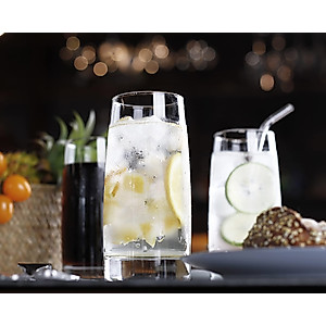 LUXU Highball Glasses,18 Fl.oz Heavy Base Drinking Glassware For Wine/Whiskey and Alcohol Drinks,Barware Collins Tumbler for Water/Juice and Milk,Cocktail Cups For Beer and Mixed Drinks(4 Pack)