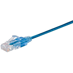 Monoprice Cat6A 50ft Blue 10-Pk Patch Cable UTP 30AWG 10G Pure Bare Copper Snagless RJ45 SlimRun Series Ethernet Cable