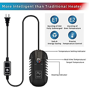 Hoosel Small Submersible Aquarium Heater, 50W Betta Fish Tank Heater with Electronic Thermostat Adjustable LED Digital Temperature Display