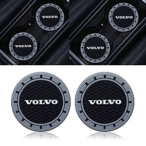 2 Pcs Silicone Non-Slip Car Cup Holder Coasters for Volvo XC60, XC90, S90, V90 2019-2022 with Car Logo Car Cup Holder Car Accessories(3 Inch)