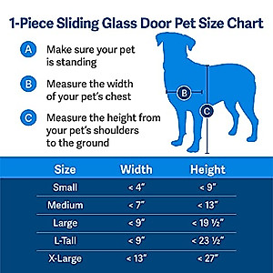 PetSafe 1-Piece Sliding Glass Pet Door for Dogs & Cats - Adjustable Height 75 7/8" to 80 11/16" X-Large, White, No-Cut Install, Aluminum Patio Panel Insert, Great for Renters or Seasonal Installation