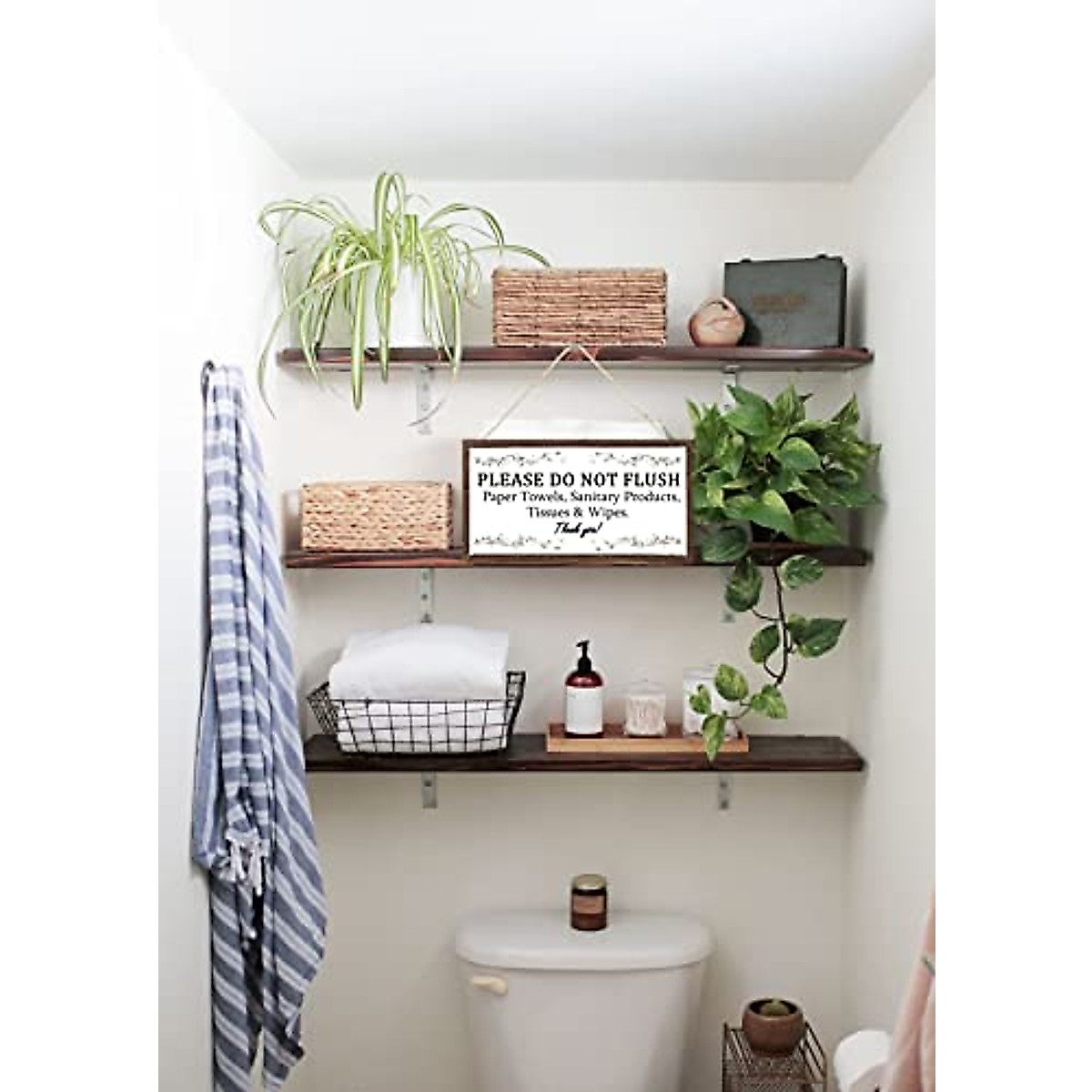 Warning Sign- Please Do Not Flush Paper Towels, Sanitary Products, Tissues & Wipes Vintage Style Sign/Plaque 5 X 10 inch (US-G031)