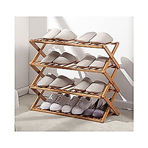 Goasis Lawn GL Bamboo 4-Tier Shoe Shelf Foldable Bamboo Shoe Rack Multifunctional Free Standing Shoe Shelf Storage Organizer