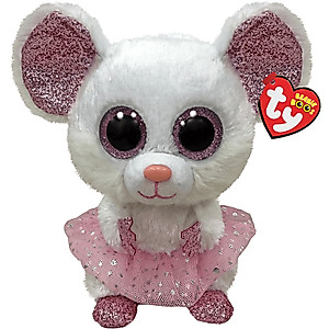 TY 2007519 Nina Mouse with Tutu Beanie Boo Stuffed Animal, Multicoloured, 15 cm
