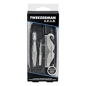 Tweezerman G.E.A.R. Travel Essential Grooming Tools Kit, Black