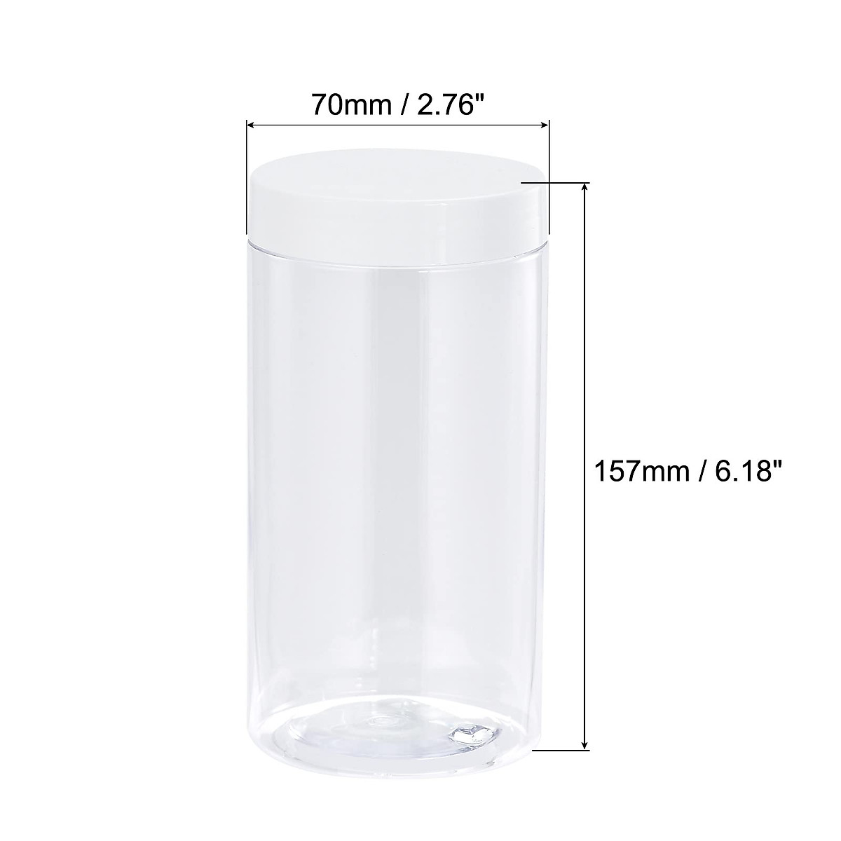 uxcell Round Plastic Jars with White Screw Top Lid, 17oz/ 500ml Wide-mouth Clear Empty Containers for Storage, Organizing, 6Pcs