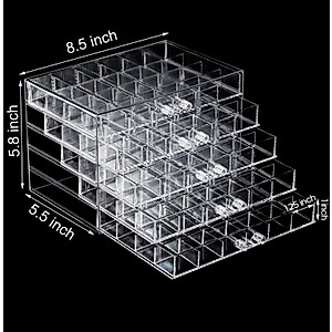 yarlung Acrylic Jewelry Storage Box Earring Holder with 5 Drawers, 120 Grids Jewelry Organizer Tray Clear Ring Display Case for Beads, Nail Tips, Women Girls, Birthday Gift